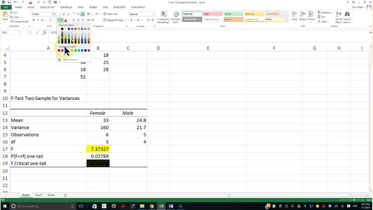 F Test Using Excel YouTube F Test Using Excel YouTube
