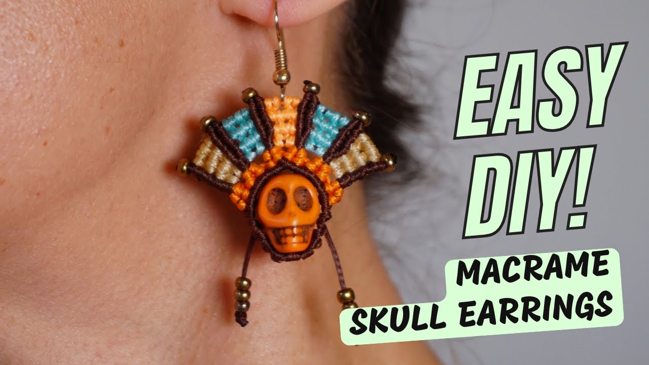 💀 DIY Macrame Skull Earrings – Spooky & Stylish Halloween Jewelry ...