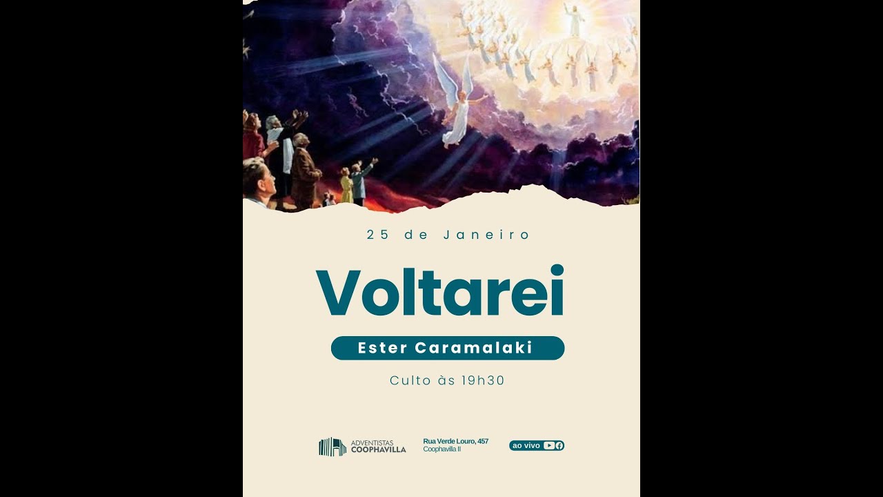 🟢CULTO AO VIVO | DOMINGO | ESTER CARAMALAKI | VOLTAREI | 25-01-2026 ...