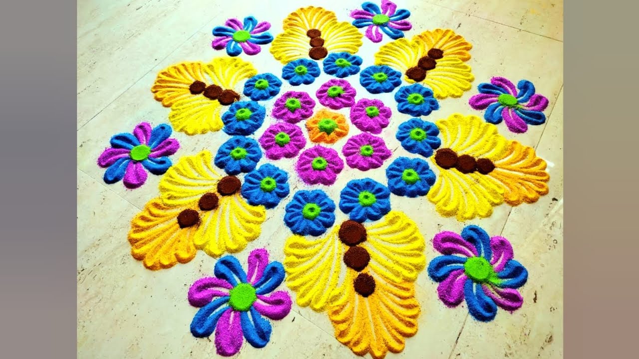 Beautiful rangoli/small rangoli/festival rangoli/easy rangoli.. - YouTube