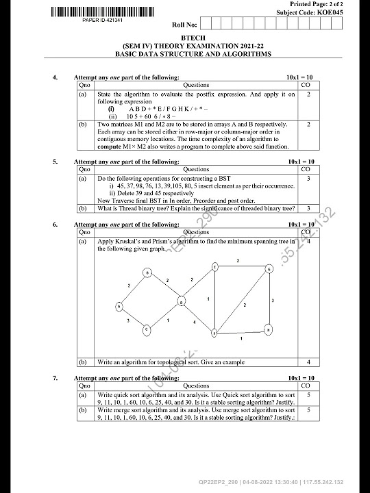 BASIC DATA STRUCTURE AND ALGORITHMS KOE-045 |AKTU BTECH 4th SEM.| - YouTube
