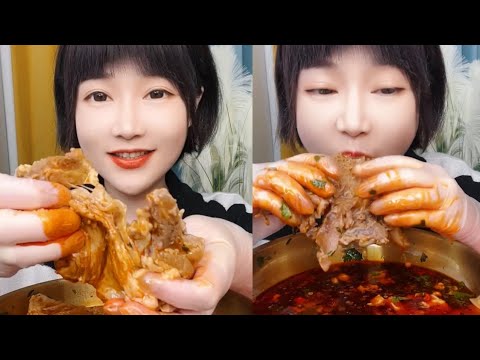 ASMR SOSLU ÇİN YEMEKLERİ YEME EATING SPICY CHINESE FOOD SATISFYING MUKBANG 2