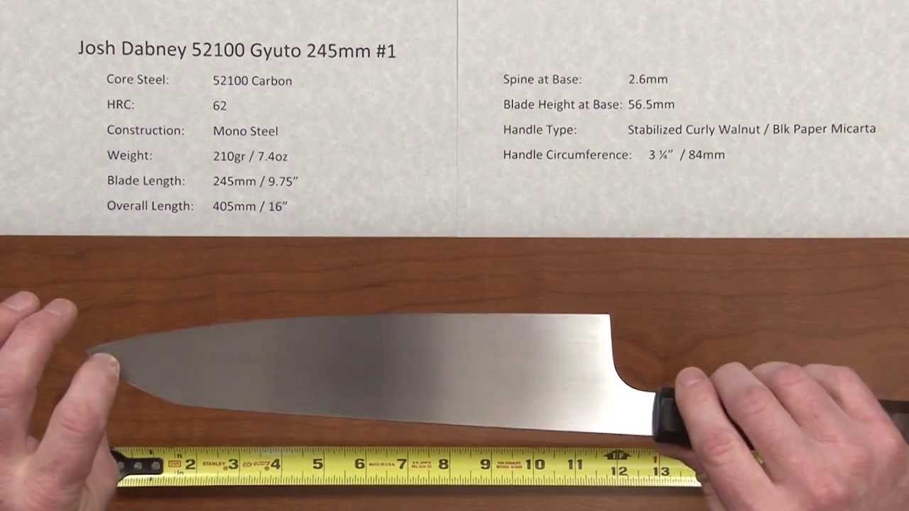 Josh Dabney 52100 Gyuto 245 Quick Look - YouTube