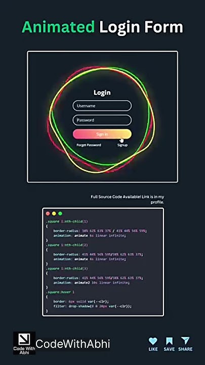 Animated Login Form For website #trending #coding #frontendcourse #shortvideo #shorts #htmlcss # ...