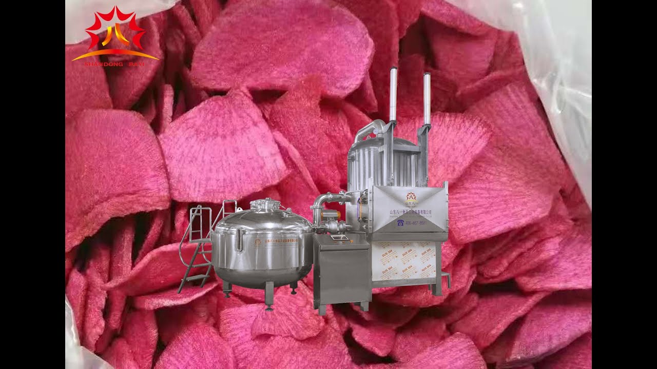 Automatic Okra chips crispy vacuum frying machine - YouTube