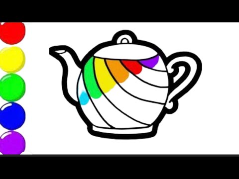 How to draw Tea Pot? Draw and Colour for Kids| Art&Craft Station ...