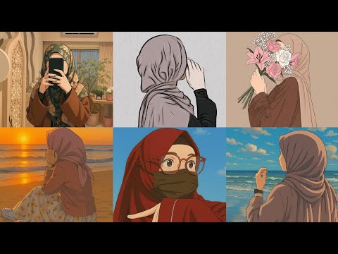 Beautiful Hijabi Cartoon Girls DPZ 🌸 | Hidden Face Muslim Girls Aesthetic Pics | New Trend 2025 💫