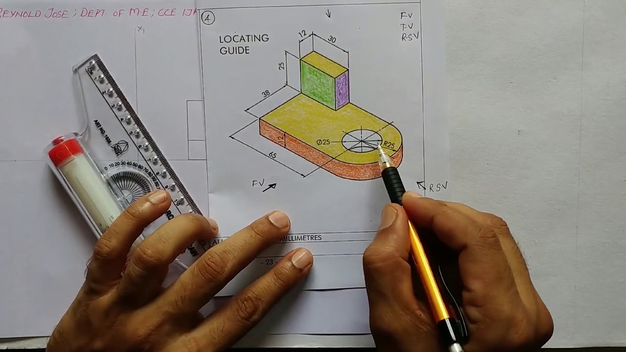 Problem 5.4 KTU-Engineering Graphics-Module-5: Conversion of pictorial ...