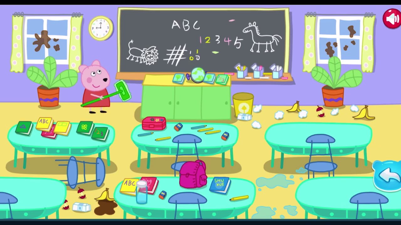 Peppa Pig Baby Bear Clean Classroom Cartoon Gameplay - YouTube