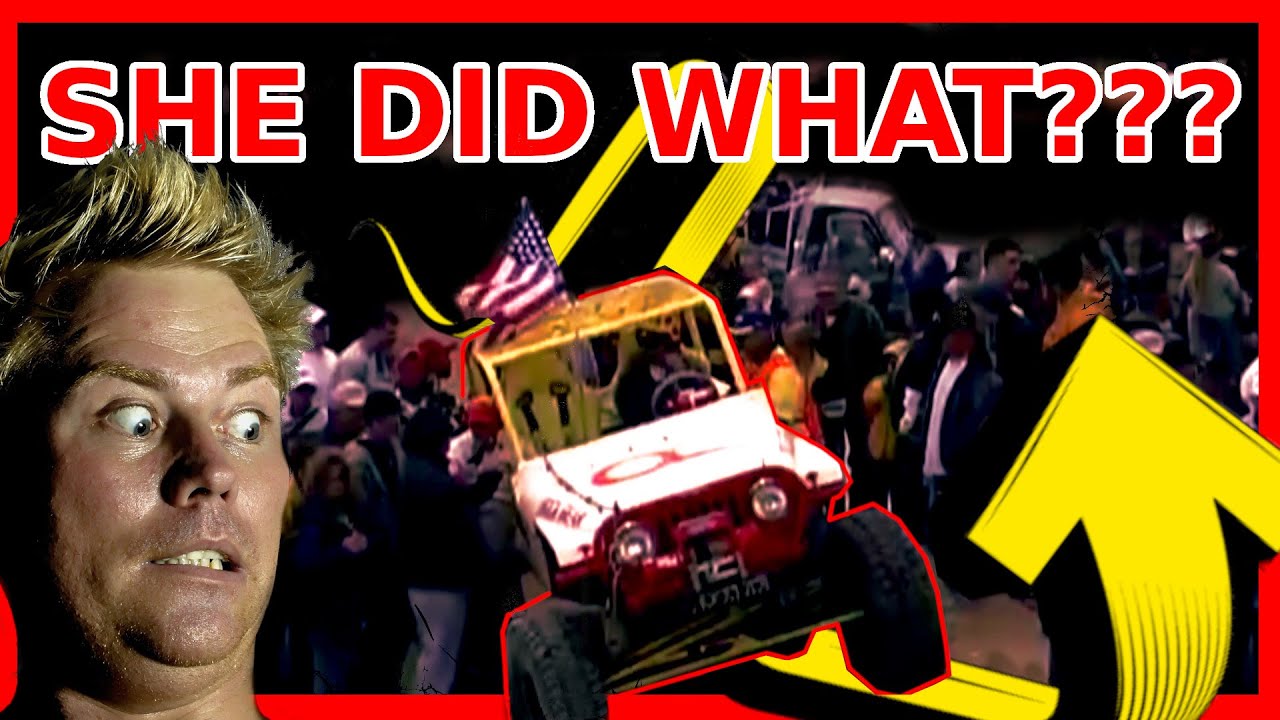 Is this woman driver crazy? Drives her jeep through a crowd of people ...