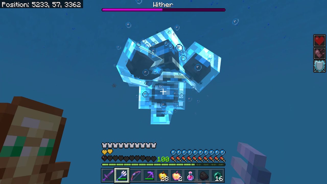 Fighting the Wither using a Riptide III Trident - YouTube
