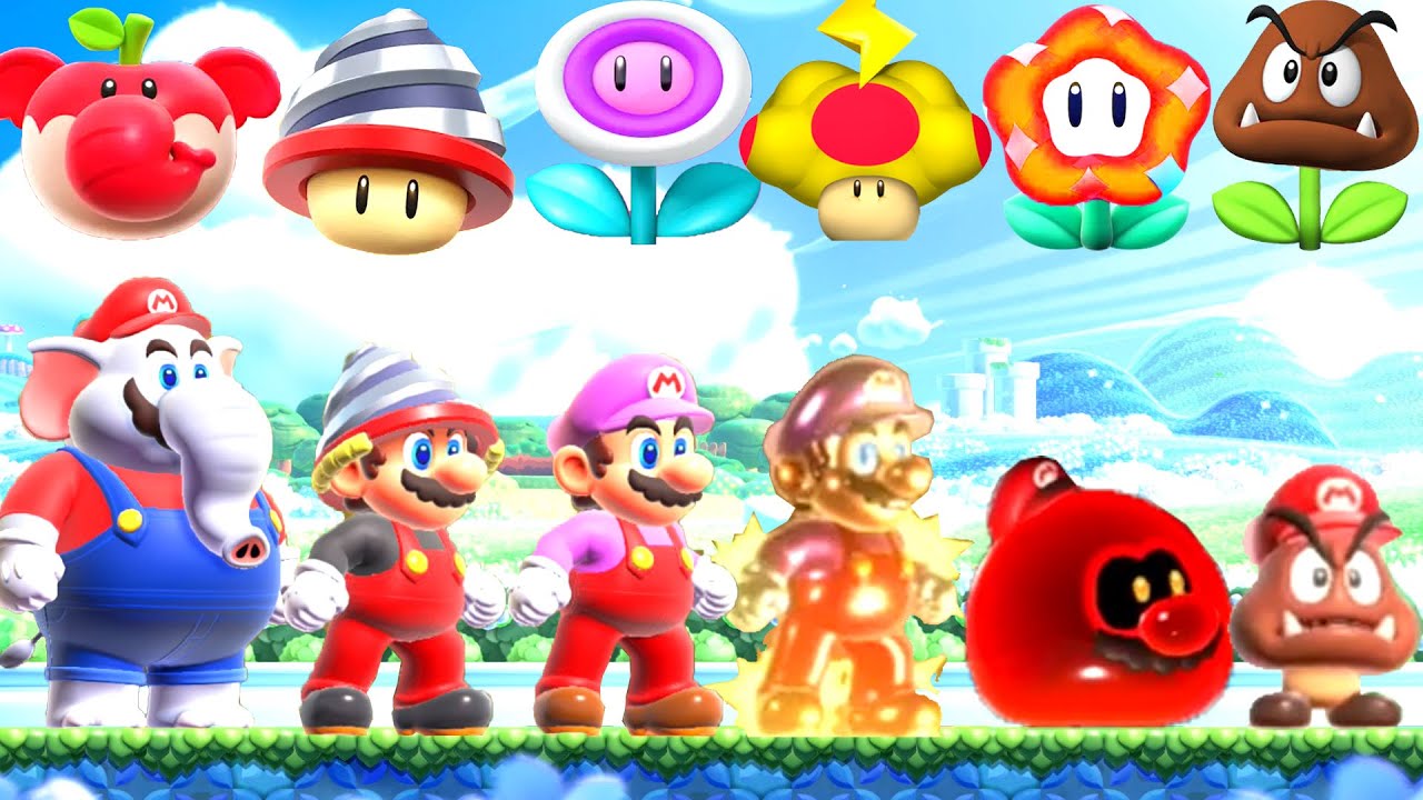 Super Mario Bros. Wonder - All Mario Power-Ups & Wonder Transformations ...