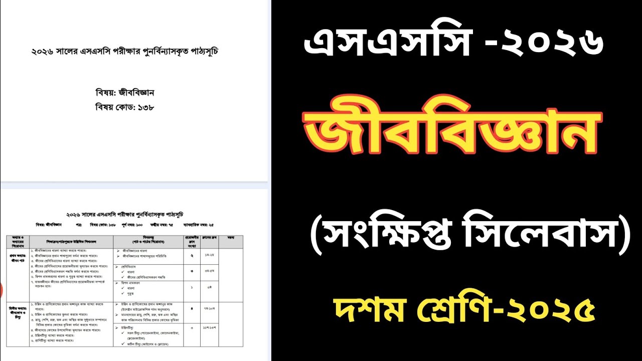 এসএসসি ২০২৬ জীববিজ্ঞান সংক্ষিপ্ত সিলেবাস|Class 10 Biology Short ...