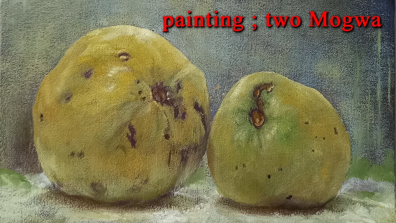painting ; two Mogwa(모과 = chaenomeles sinensis) ; this was a gift - YouTube