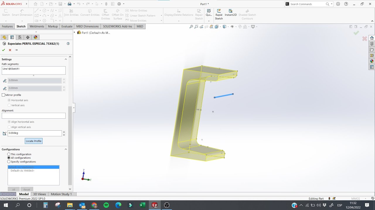 Localizacion de Perfil y perfil personalizado en Solidworks - YouTube