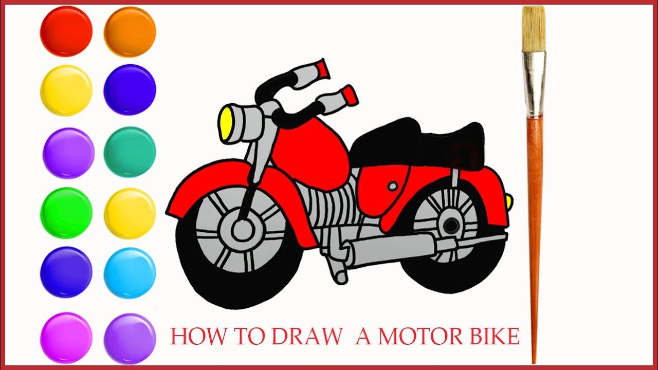 How To Draw A Motor Bike | A Motor Bike Drawing for Beginners | Art ...