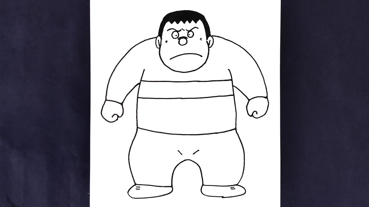How to Draw Gian from Doraemon - step by step | Drawing | Sketch - YouTube