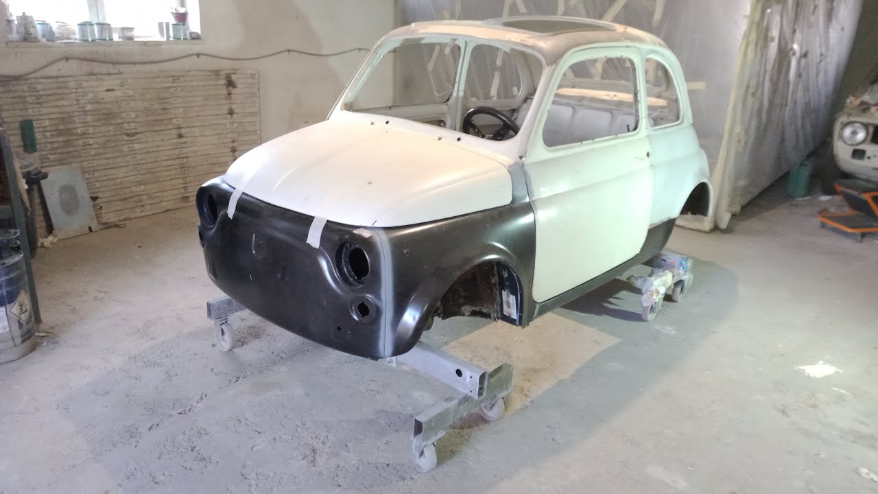Restauro Fiat 500 (posiziono la scocca su carrello restauro) - YouTube