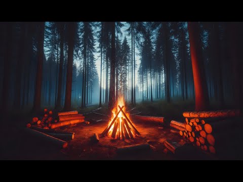 Dark fire,Bonfire on a dark and quiet night - Authentic Natural Sounds & Calming Atmosphere#32