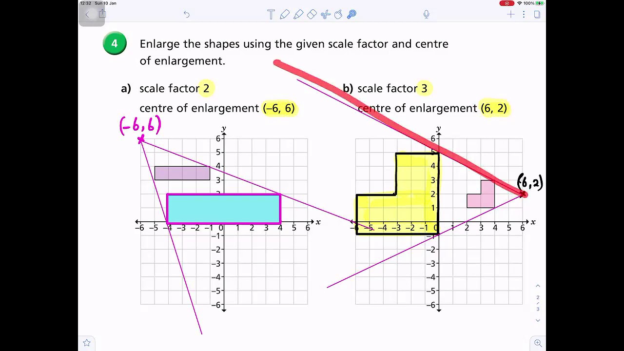 Enlarge shape with given sf and centre of enlargement - YouTube