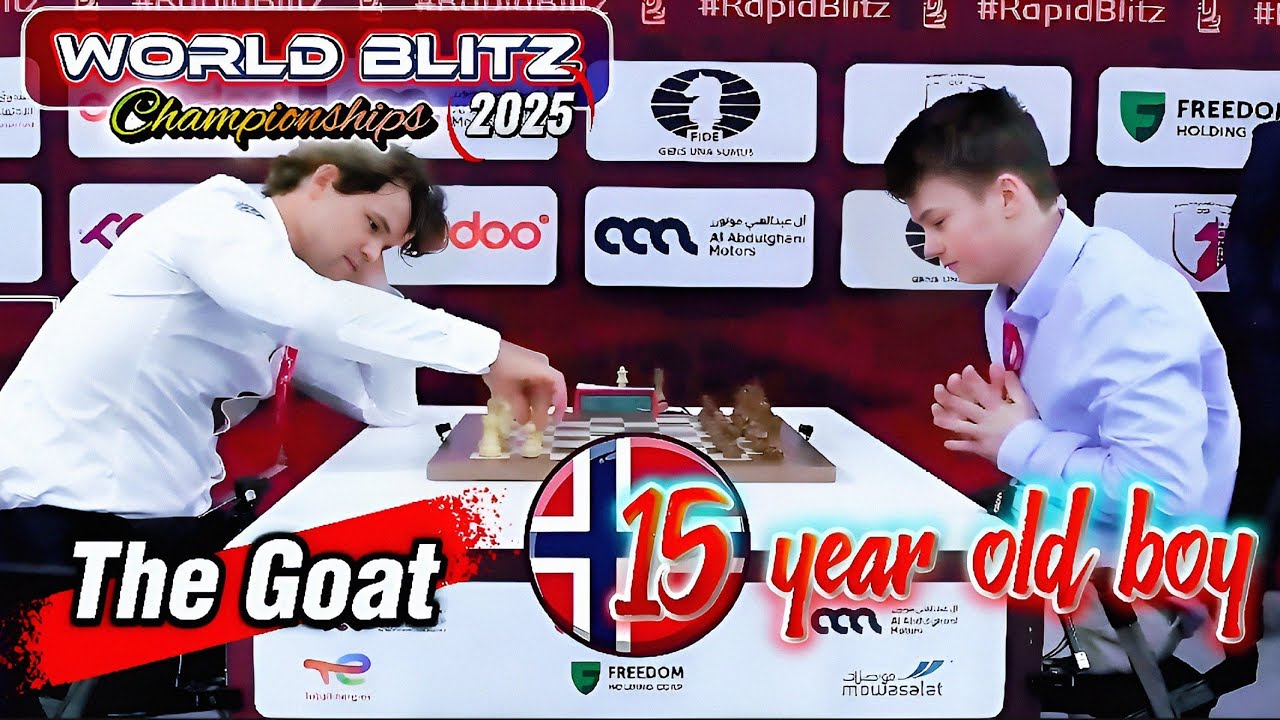 15 Year old boy Havard Haug Vs Magnus Carlsen || World Blitz ...