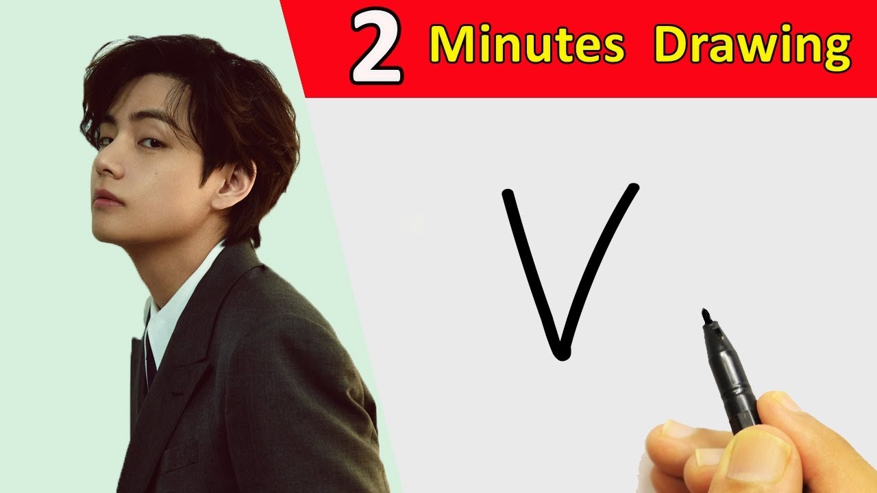 How to Draw V From BTS In Just 2 Minutes Very Easy Drawing - YouTube