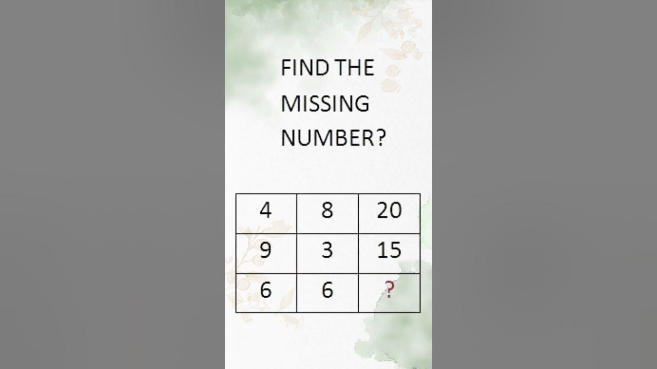 find the missing number - YouTube