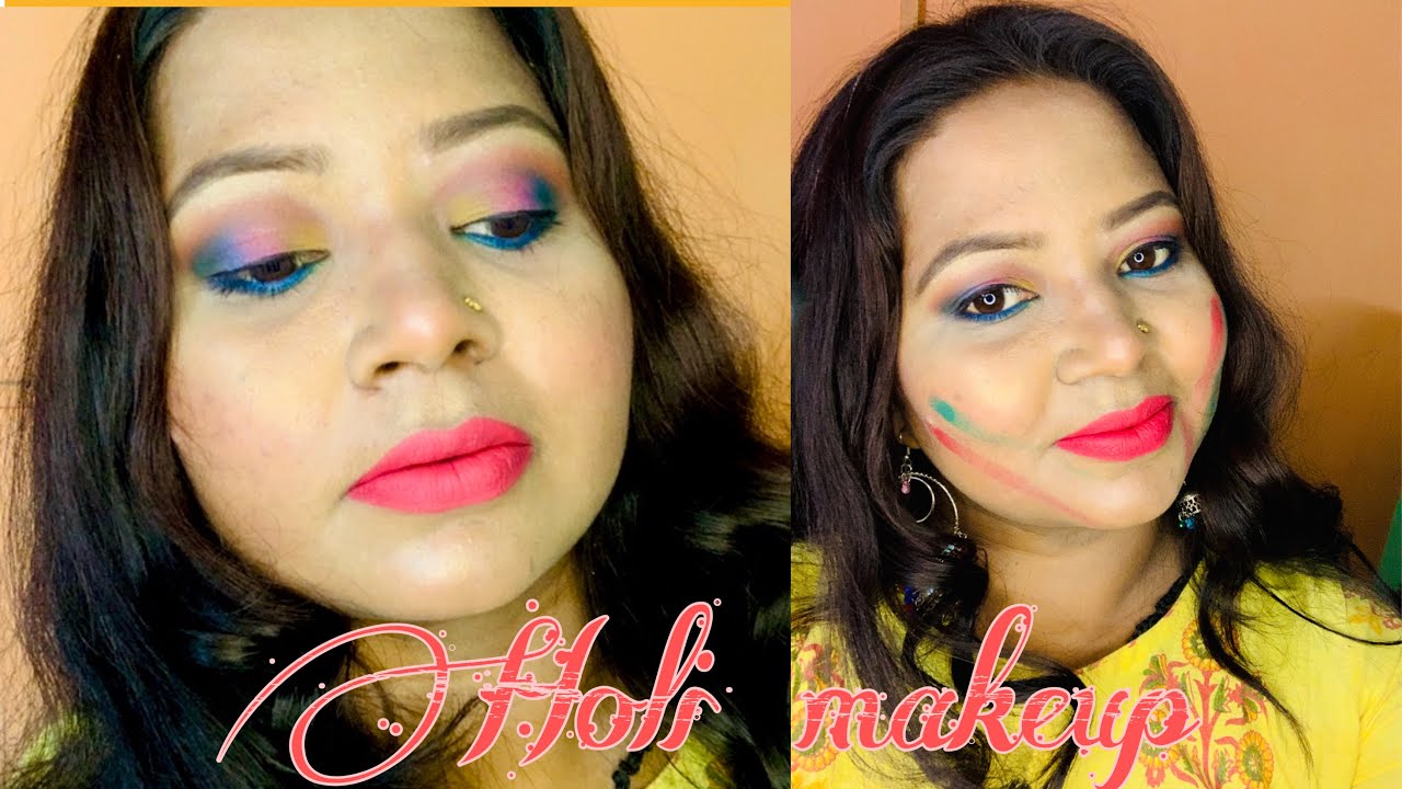 Holi makeup look..Use this Quick & easy blending trick for colourful ...