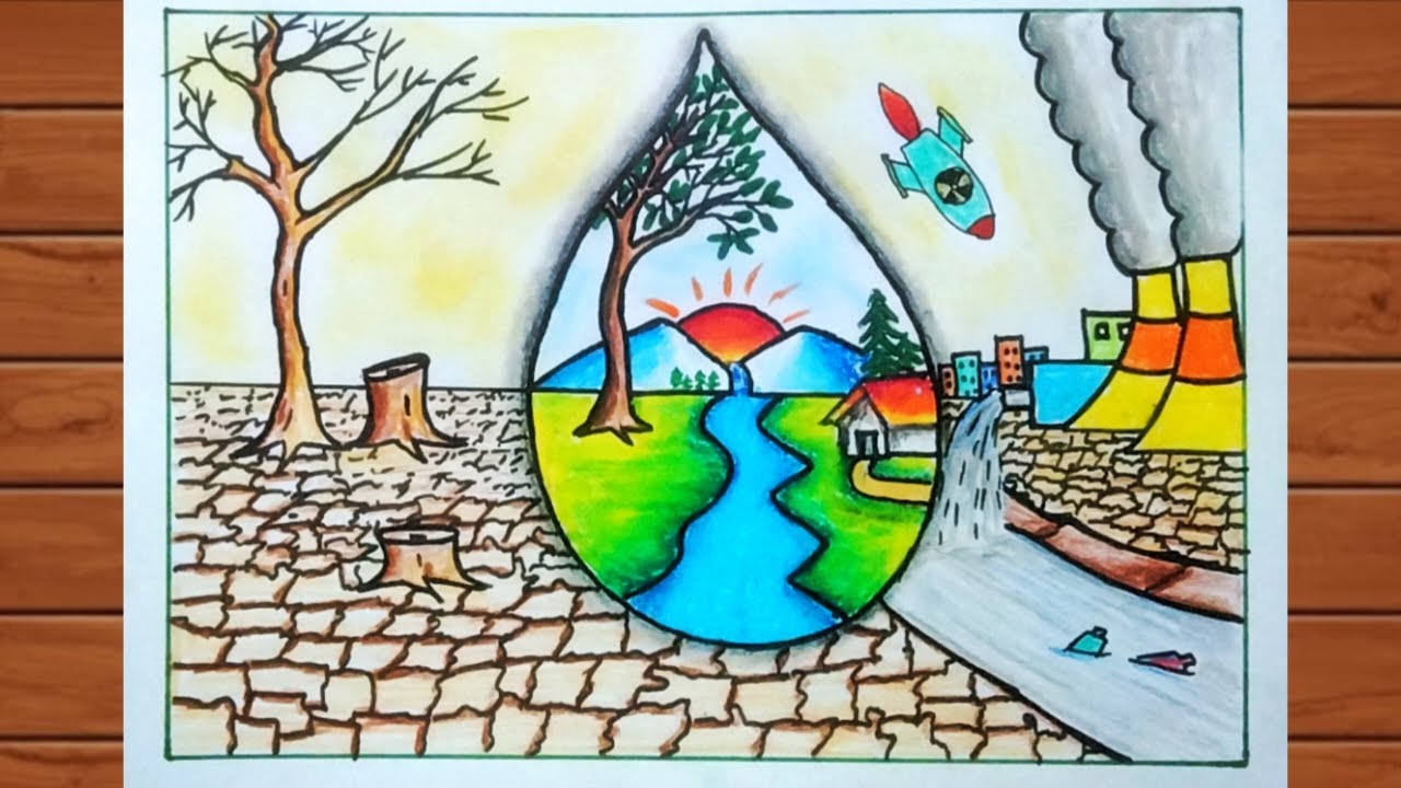 How to Draw Save Environment Poster Drawing Easy / Climate Change ...