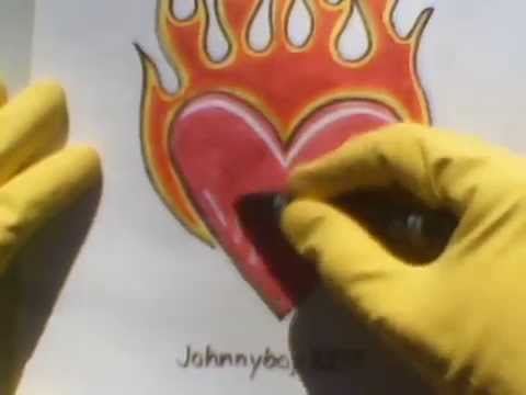 How To Draw A Flaming Burning Heart hot como dibujar un corazon doodle ...