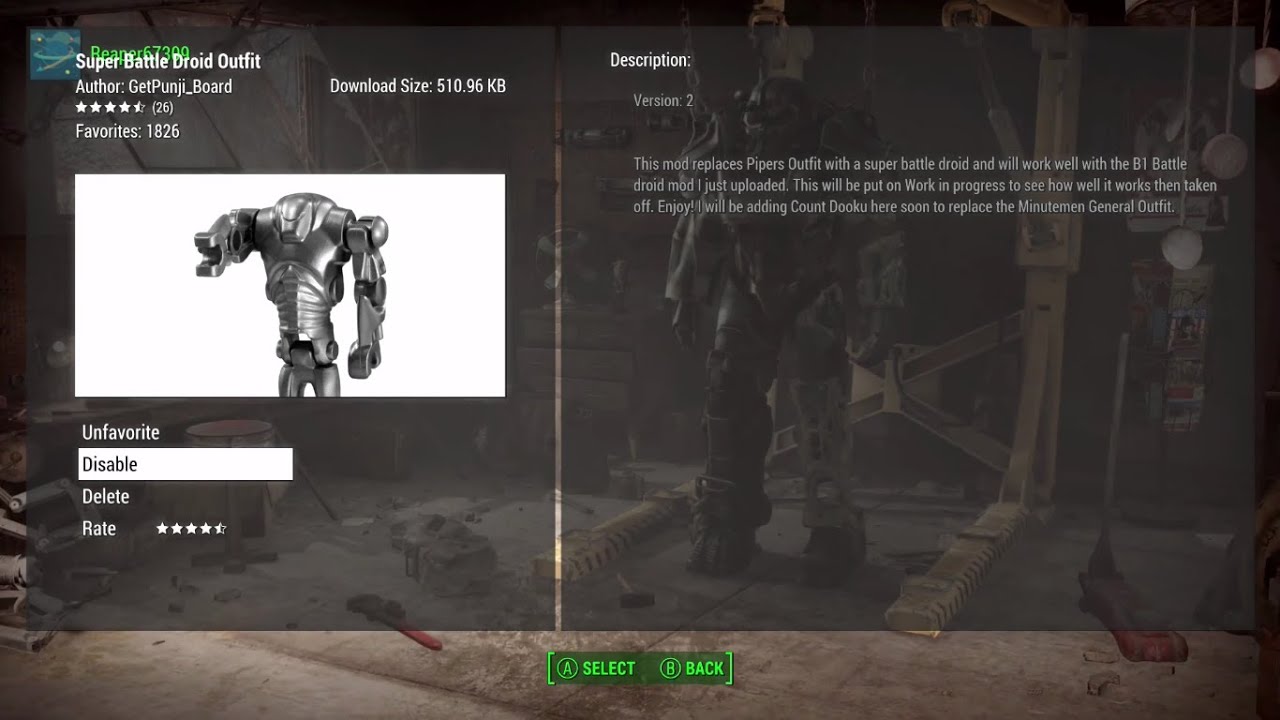 Fallout 4 Mod (Xbox One): Star Wars Super Battle Droid Outfit - YouTube