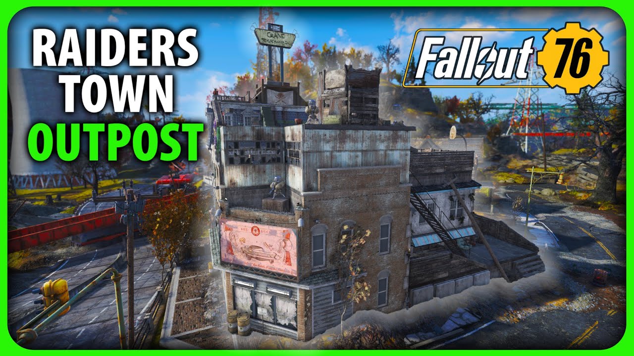Fallout 76 - Raiders Downtown Outpost Settlement - YouTube