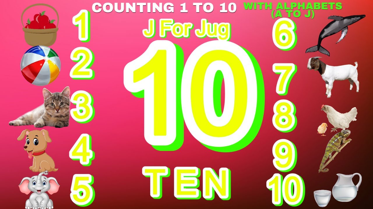Counting and Spelling Numbers 1 to 10 | Alphabets Counting | 1-10 ...