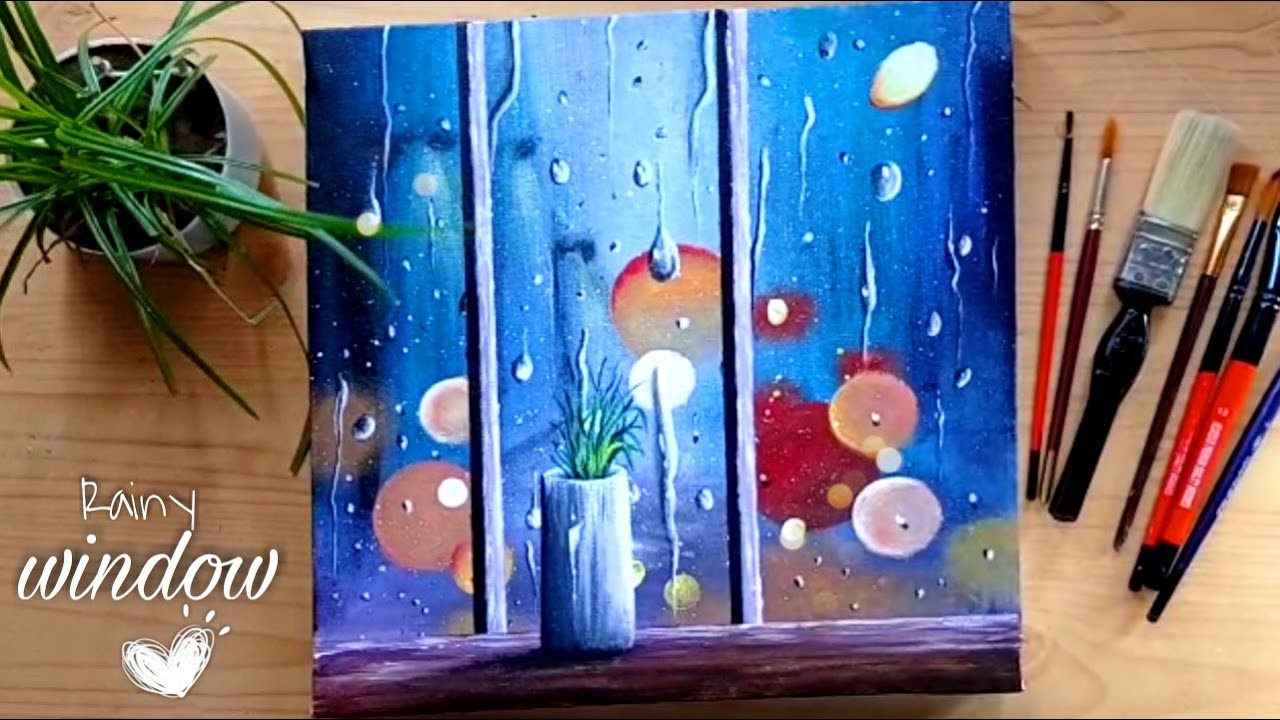 Rainy Day Acrylic Painting/Rainy Window Painting/Rainy Day Painting ...