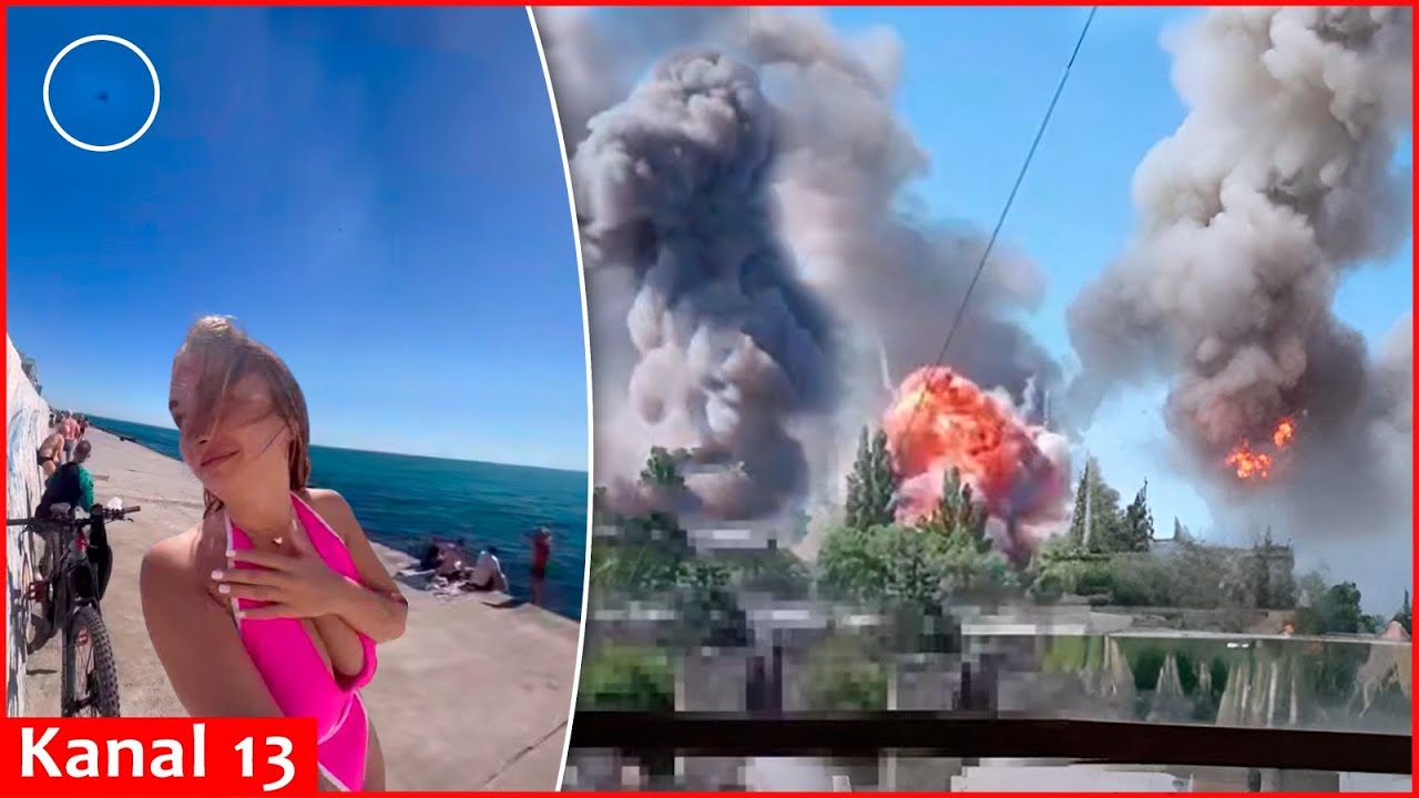 Residents at the beach capture moment of strike and strong explosion in ...