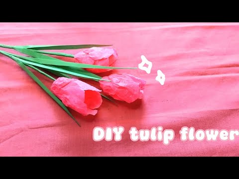 🌷DIY tulip flower🌷/ How to make tulip with tissue / easy paper craft ...
