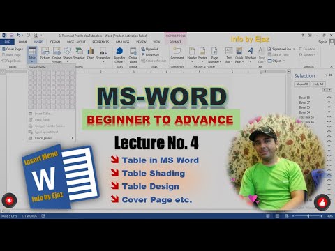MS Word for Beginners | Lecture 4 | #Insert#table in #msword |#page ...