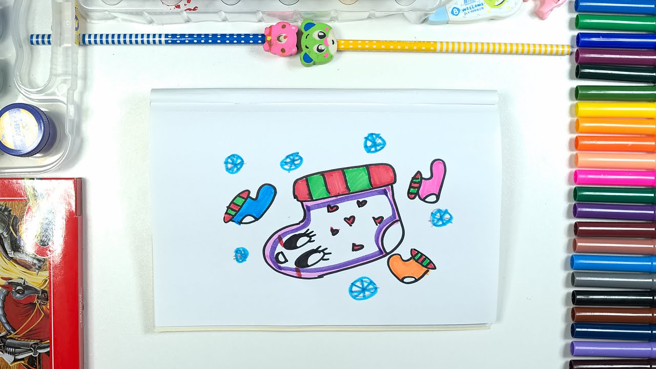 How to Draw Cute Socks | Christmas Socks Drawing Easy - YouTube
