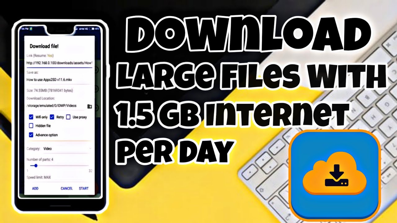 How TO Download Large Files With 1.5 GB Internet Per Day. IDM Download ...