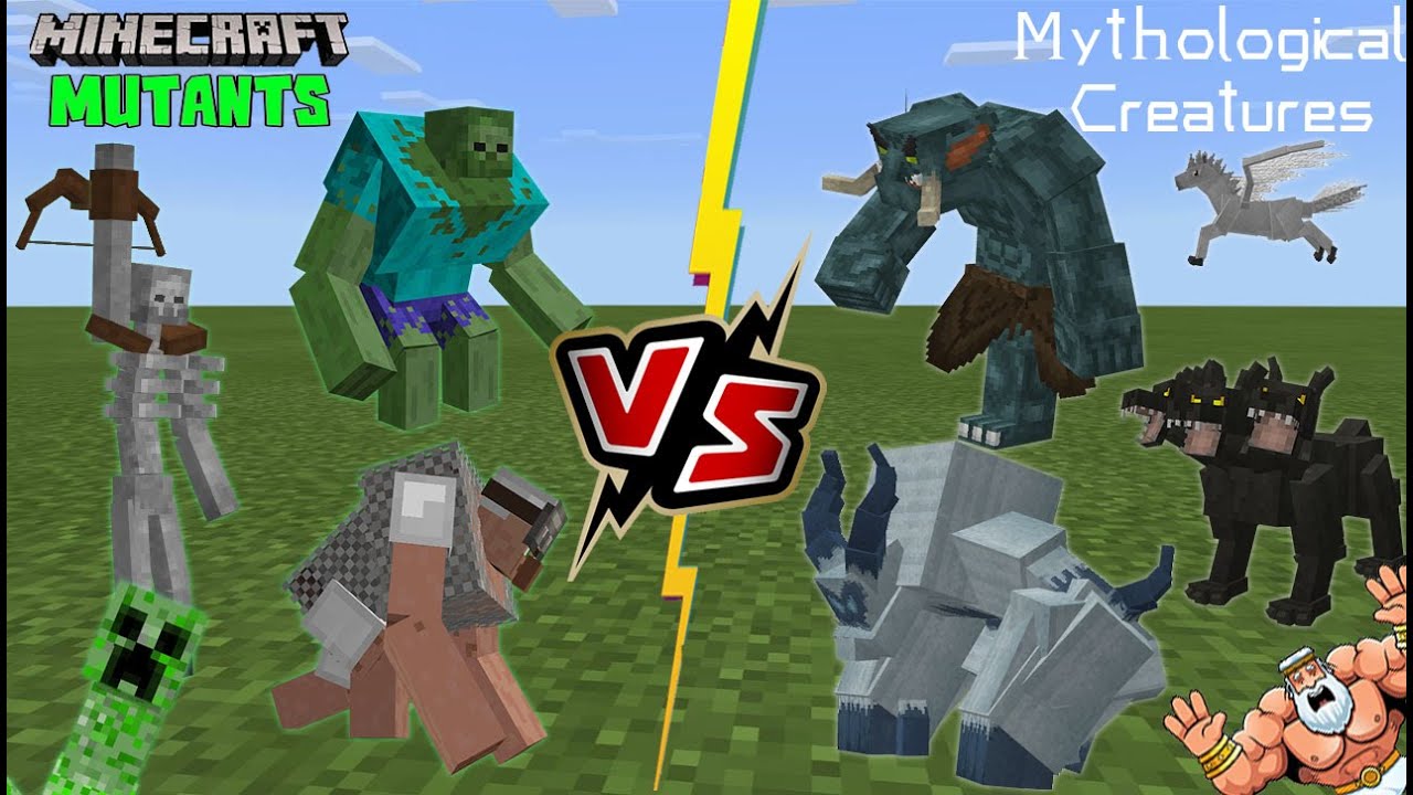 Mythological Creatures ADDON VS Mutant Monsters in Minecraft (Minotaur ...