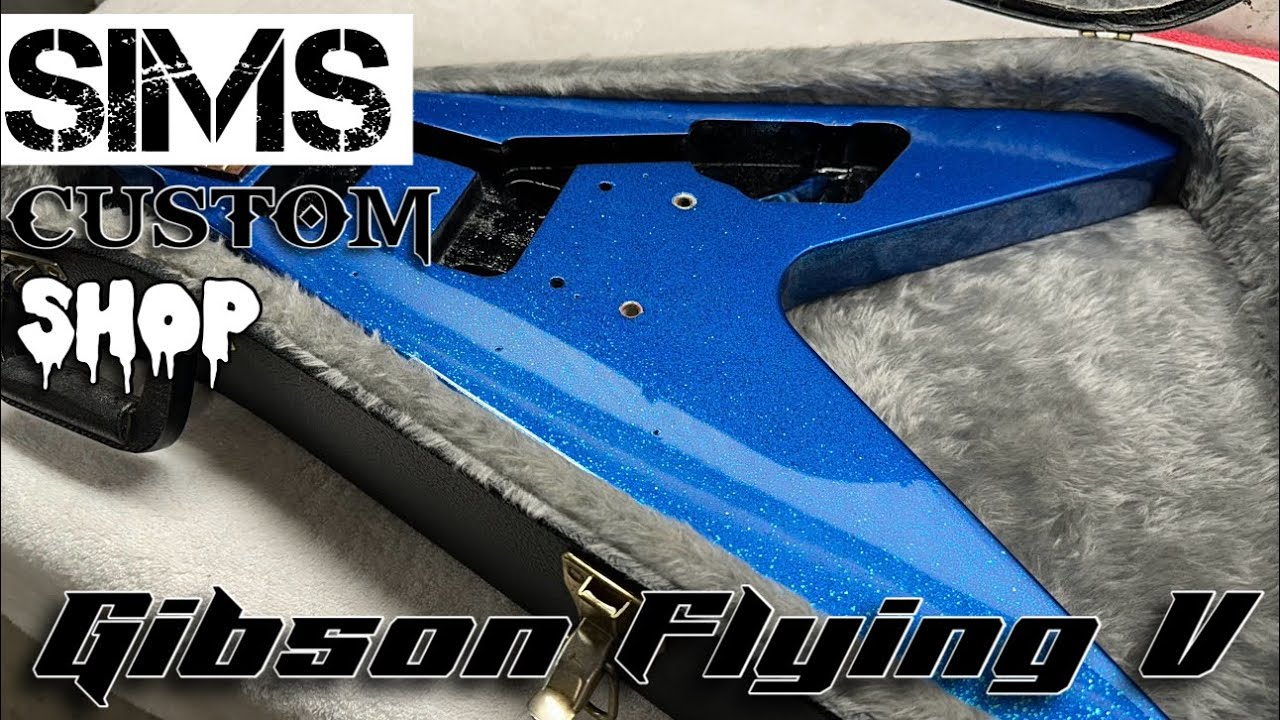 Gibson Flying V - Blue Metalflake by Sims Custom Shop - YouTube