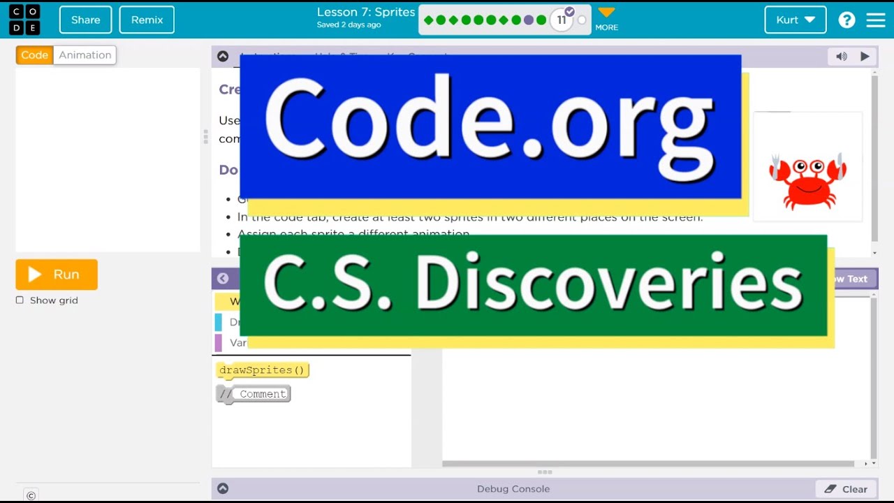 Code Lesson 8 10 Sprites Tutorial With Answers Unit 3 C S Code Lesson 8 10 Sprites Tutorial With Answers Unit 3 C S