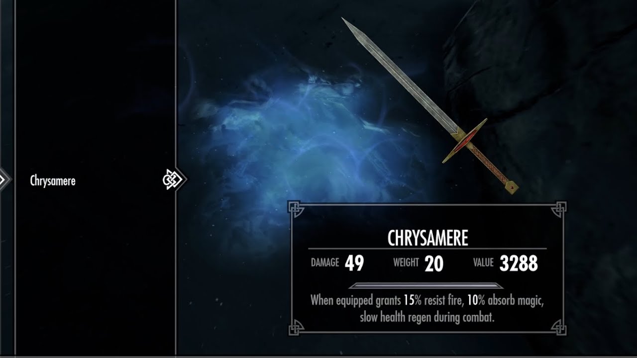 Where to find Chrysamere in The Elder Scrolls V: Skyrim - YouTube