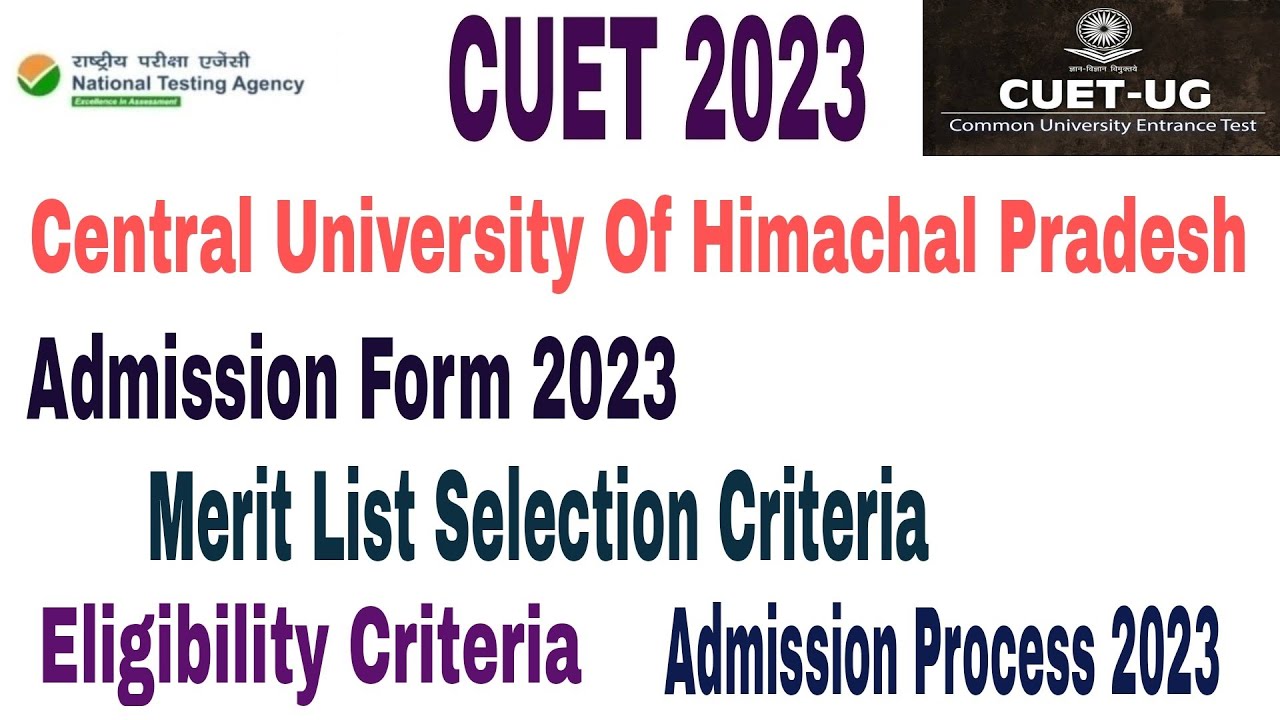 Central University of Himachal Pradesh CUET Admission form 2023-24 Cut ...