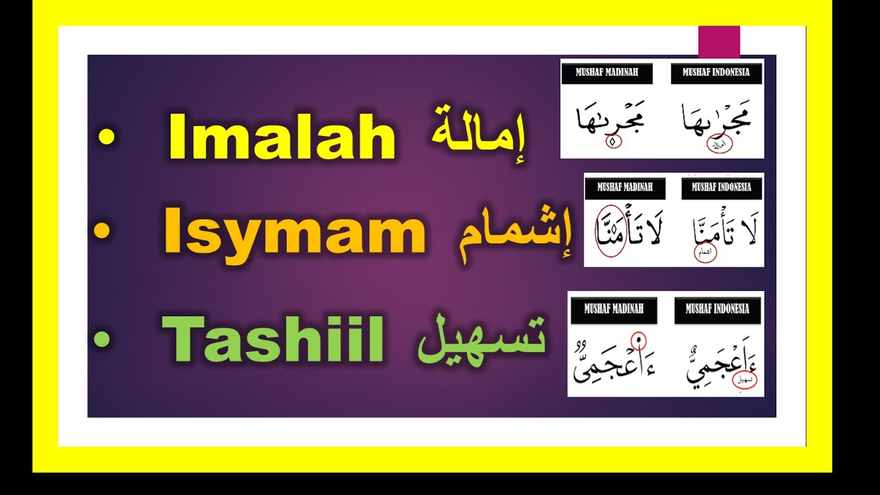 Apa itu Imalah, Isymam dan Tashil ? Penjelasan Tentang Imalah إمالة ...