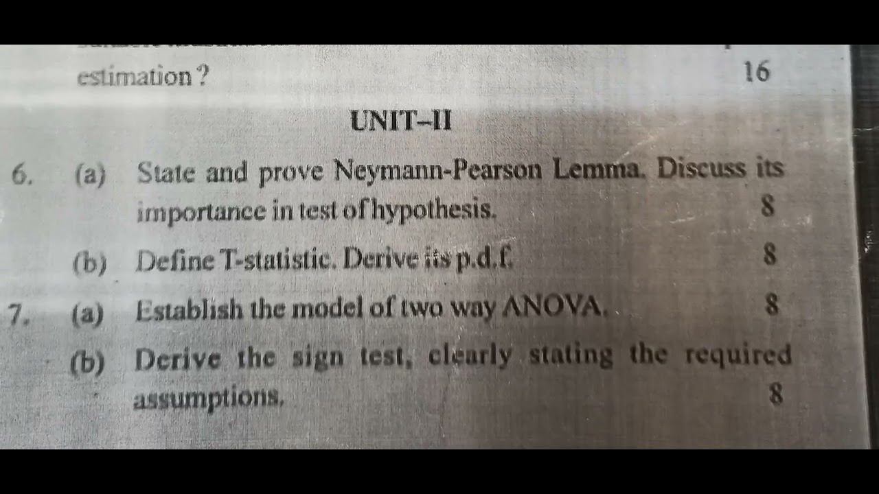 Mscmath 4th sem probability & mathematical statistics question paper ...