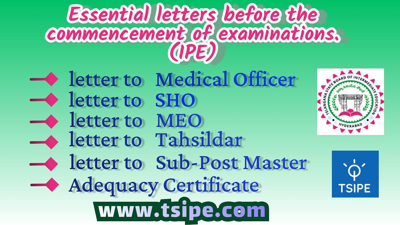 Pre-Examination letters | Board of Intermediate Examinations|tsipe ...