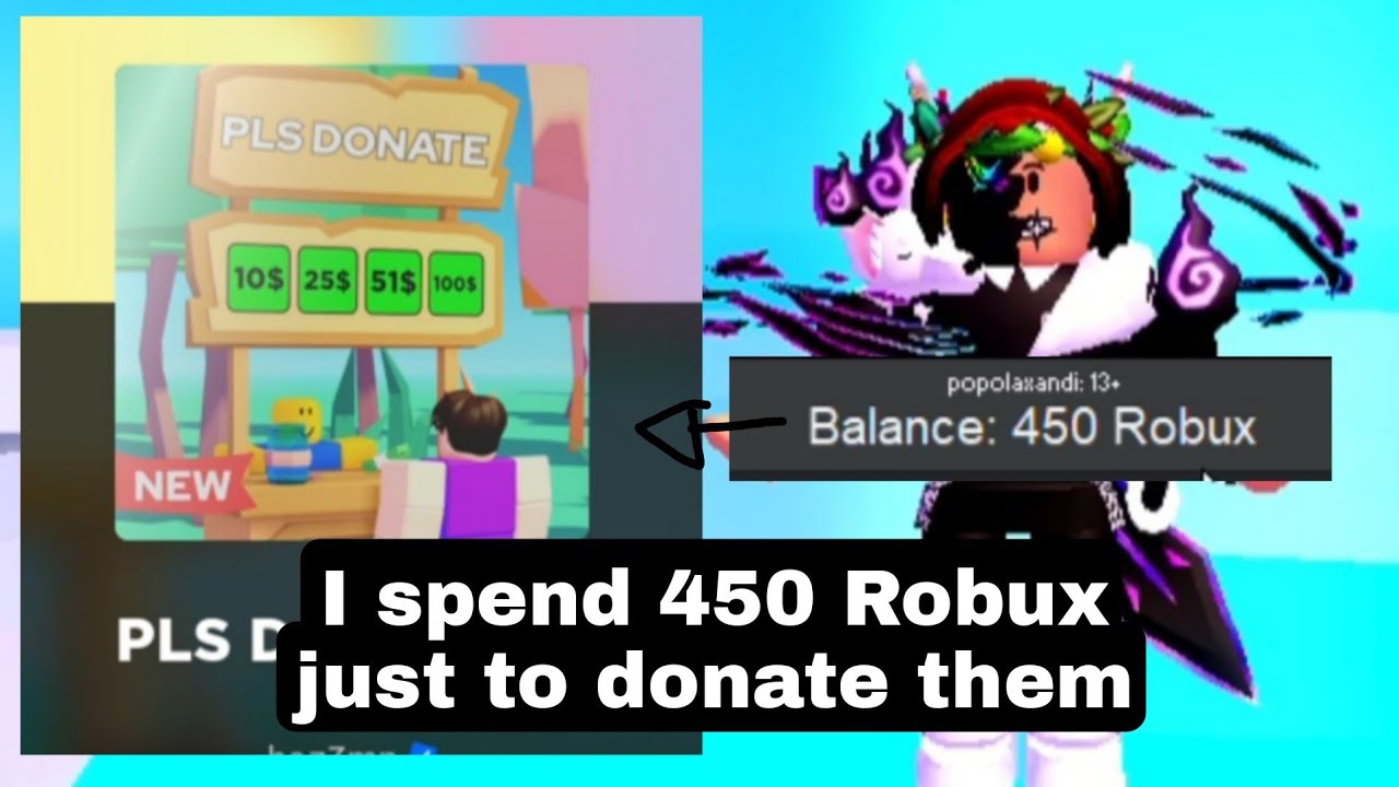 I spend 450 robux just playing "Pls Donate" || Roblox - YouTube