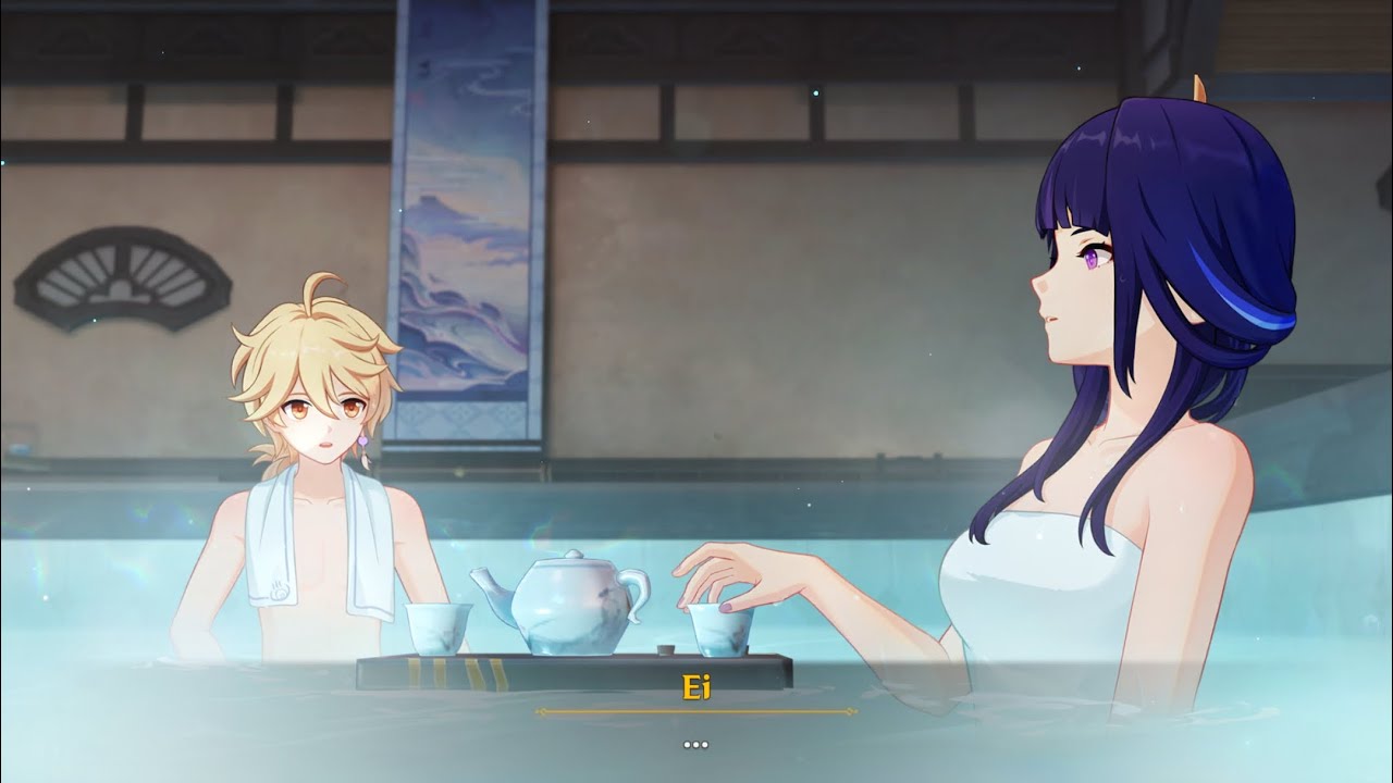 Inazuma 5.4 Bath House Scene JP Dub, EN Sub - YouTube