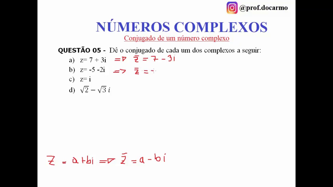número complexo 05 -Conjugado de um número complexo - YouTube